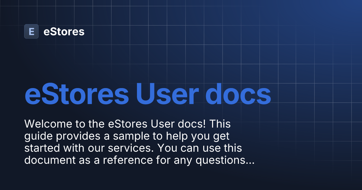 eStores User docs | eStores