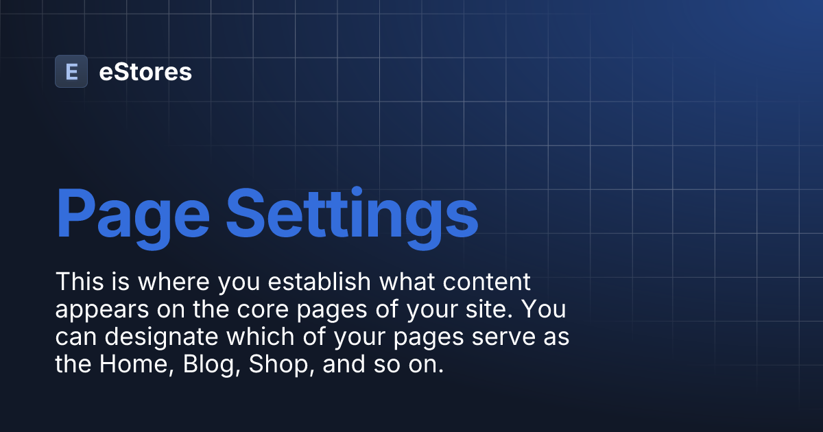 Page Settings | eStores